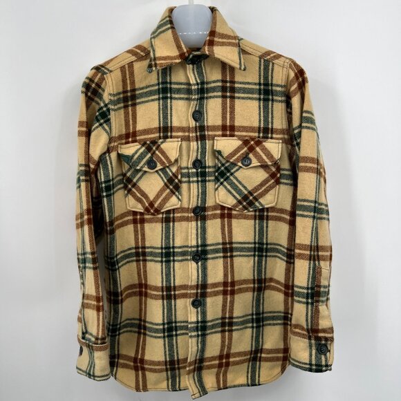 Woolrich | Shirts | Vintage Woolrich Butter Yellow Plaid Wool Shacket ...